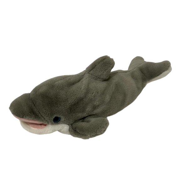 Toys | Dolphin Hand Puppet Plush Toy Gray With Blue Eyes | Poshmark